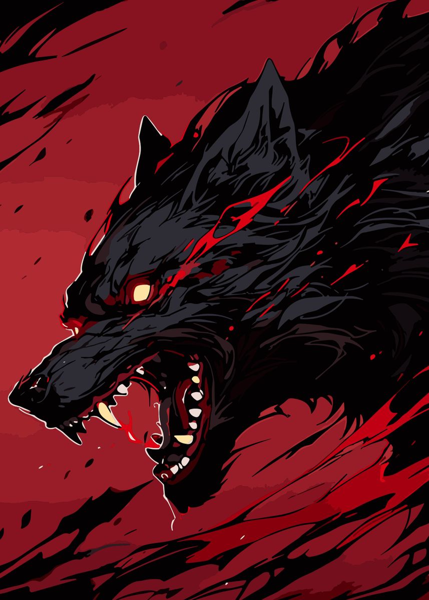 'Blood Wolf' Poster, picture, metal print, paint by Howling Wolf | Displate