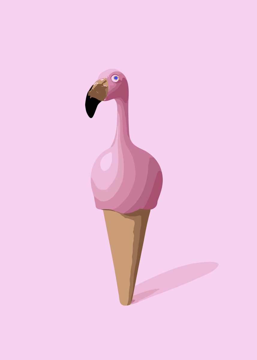 'Flamingo Ice Cream' Poster, picture, metal print, paint by maxdesign ...
