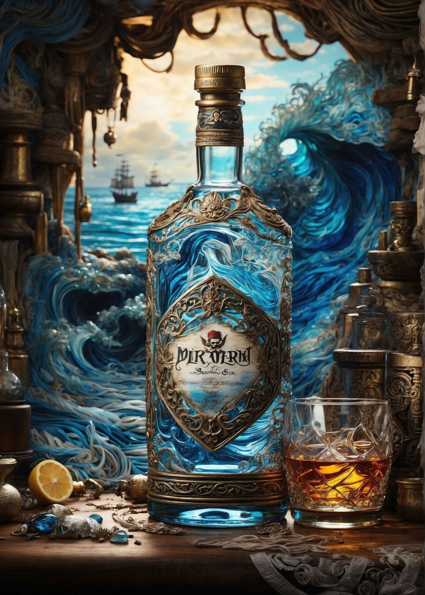 'Pirate Rum Bottle' Poster, picture, metal print, paint by LP Design ...