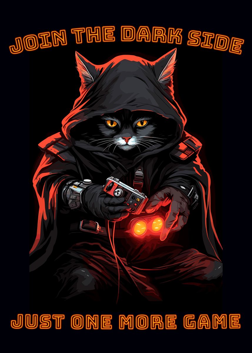 'Mysterous Funny Gaming Cat' Poster, picture, metal print, paint by ...