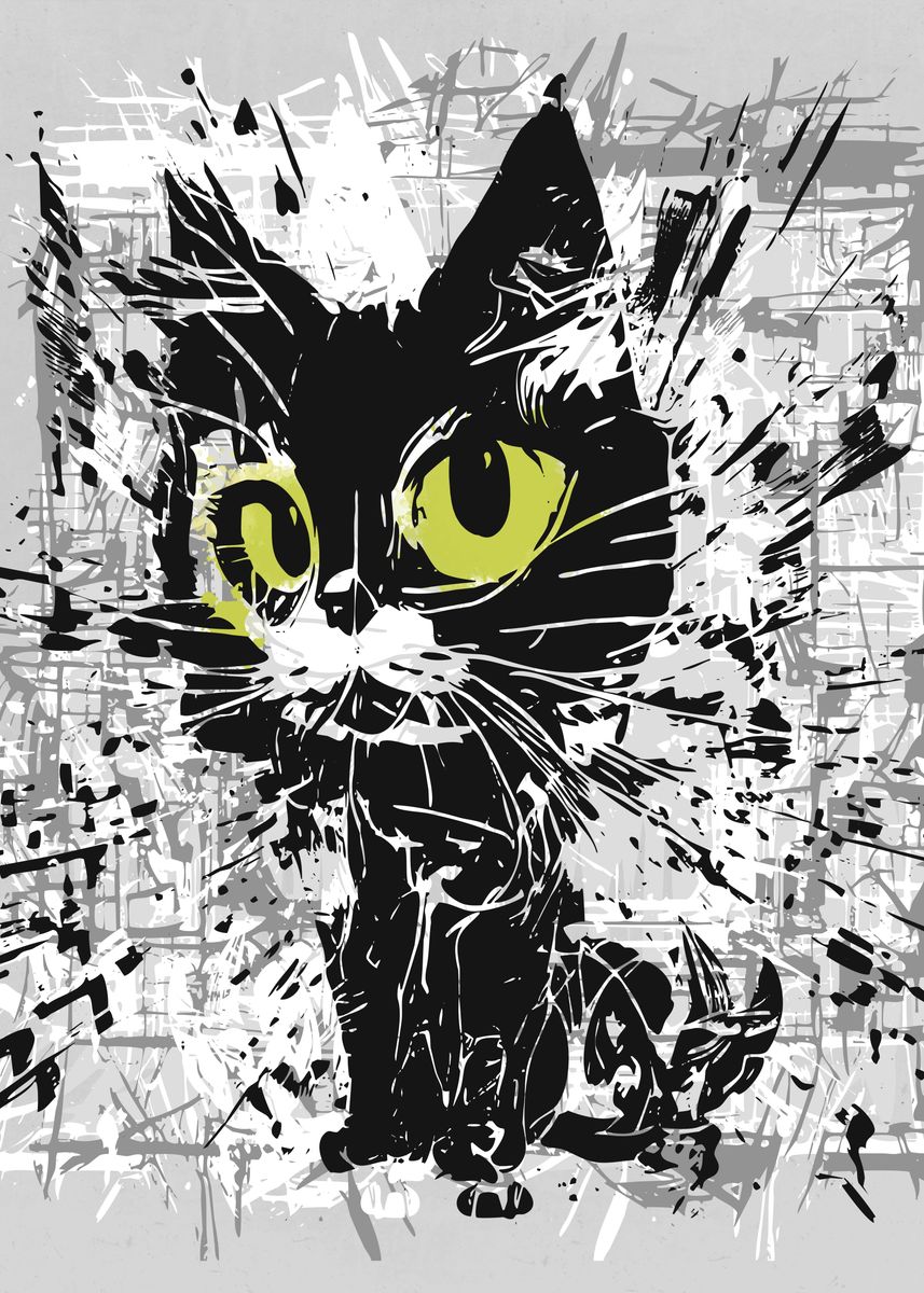 'Glitch Cats ' Poster, picture, metal print, paint by One Red Fox ...