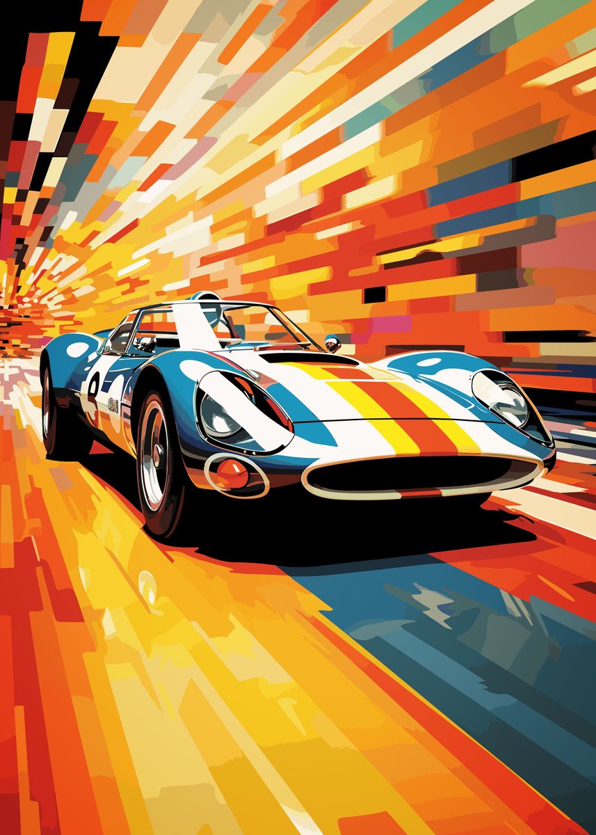 '60 sports car pop art' Poster, picture, metal print, paint by Mehdi ...