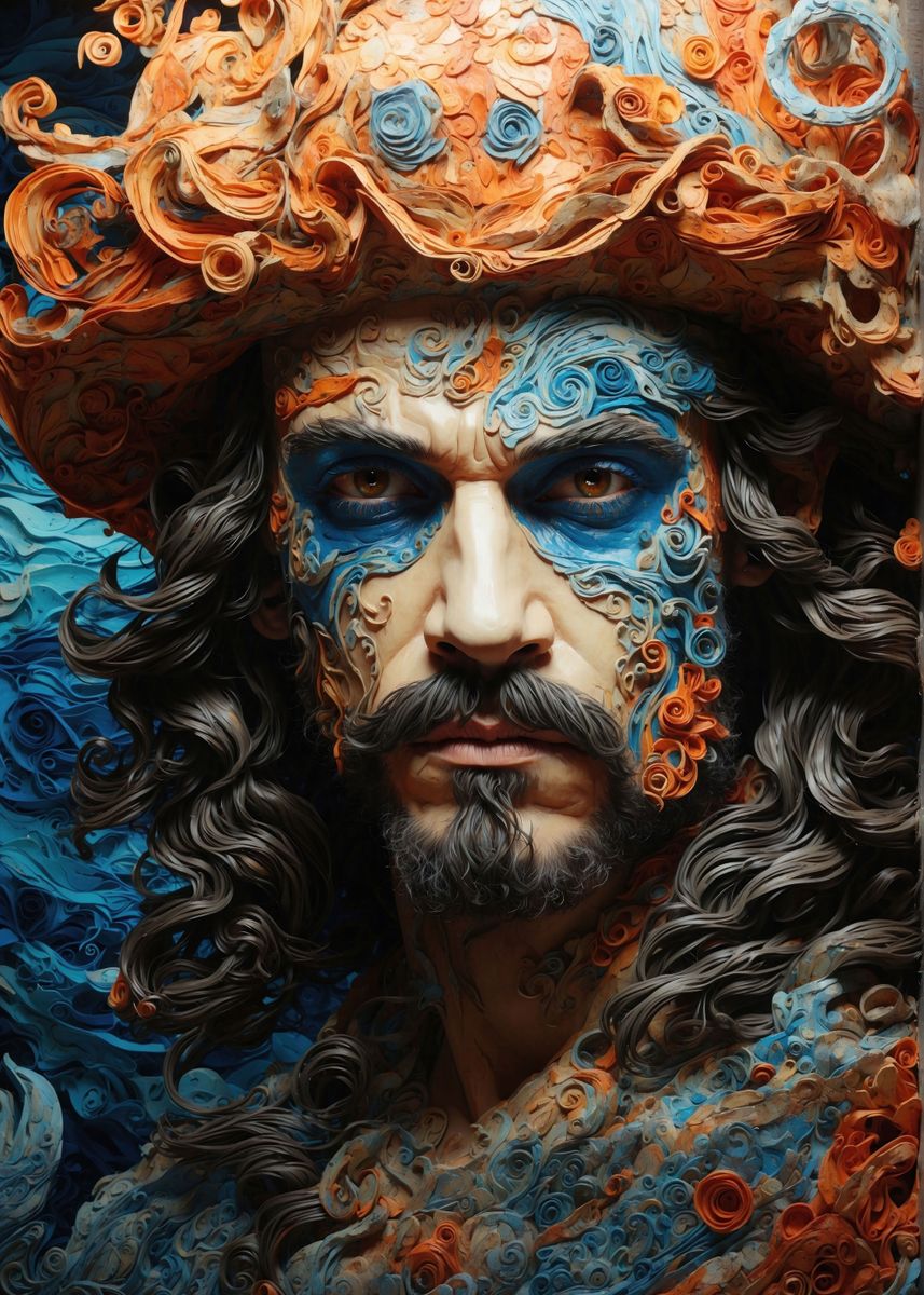 'Pirate Portrait Male' Poster, picture, metal print, paint by LP Design ...