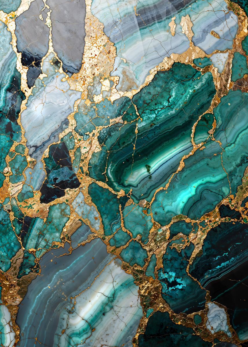 'Abstract Marble Kintsugi' Poster, picture, metal print, paint by ...