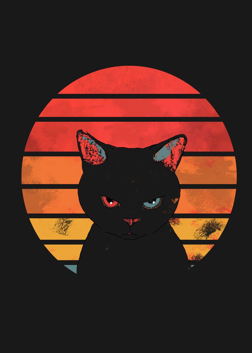 'scary black cat ' Poster, picture, metal print, paint by wine age ...