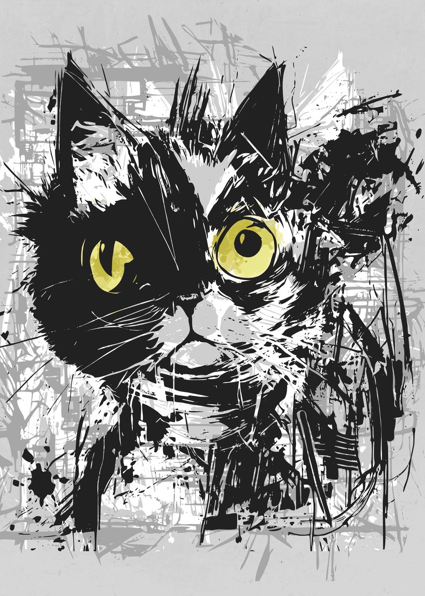 'Glitch Cats ' Poster, picture, metal print, paint by One Red Fox ...