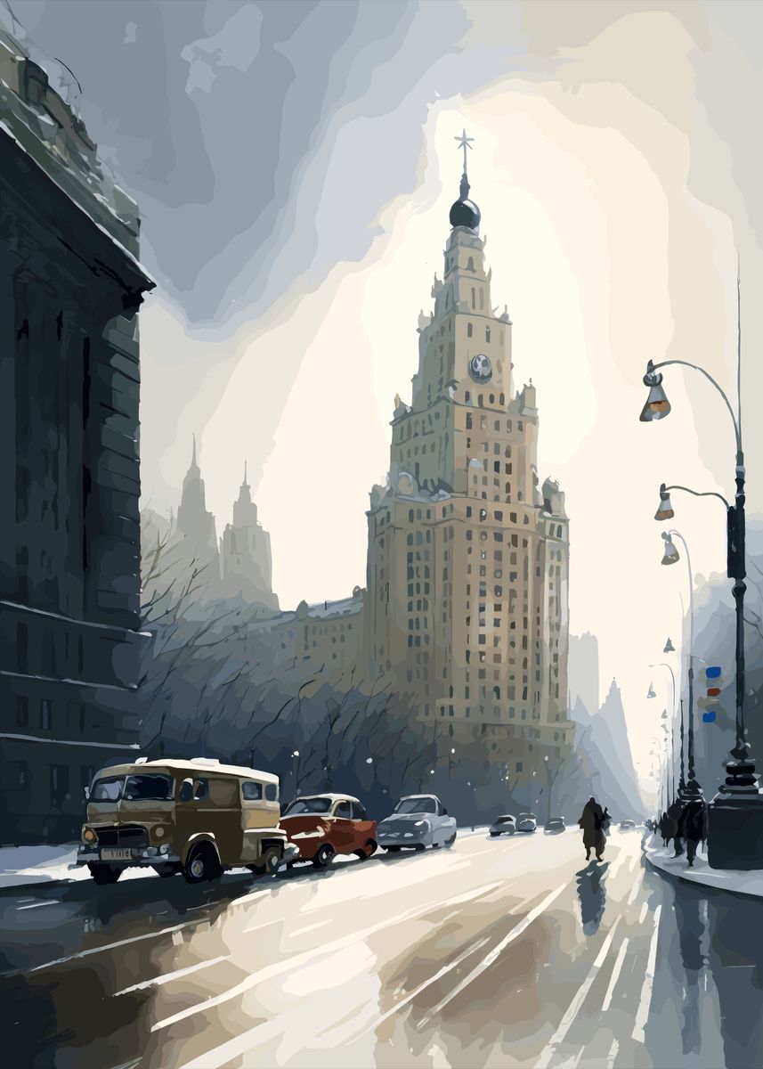 'Moscow Russia Cityscape' Poster, picture, metal print, paint by Maël ...
