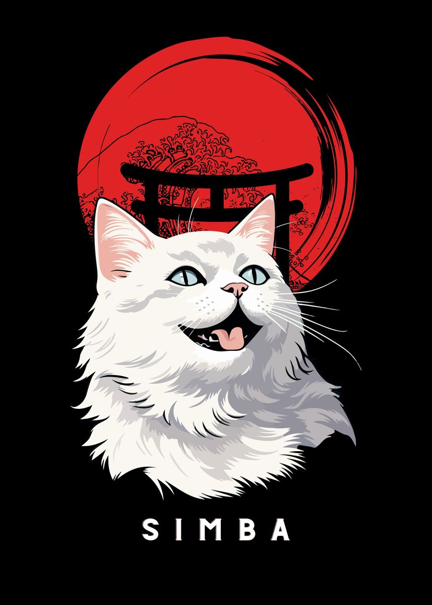 'Simba Cat Animal' Poster, picture, metal print, paint by Dyn Creative ...