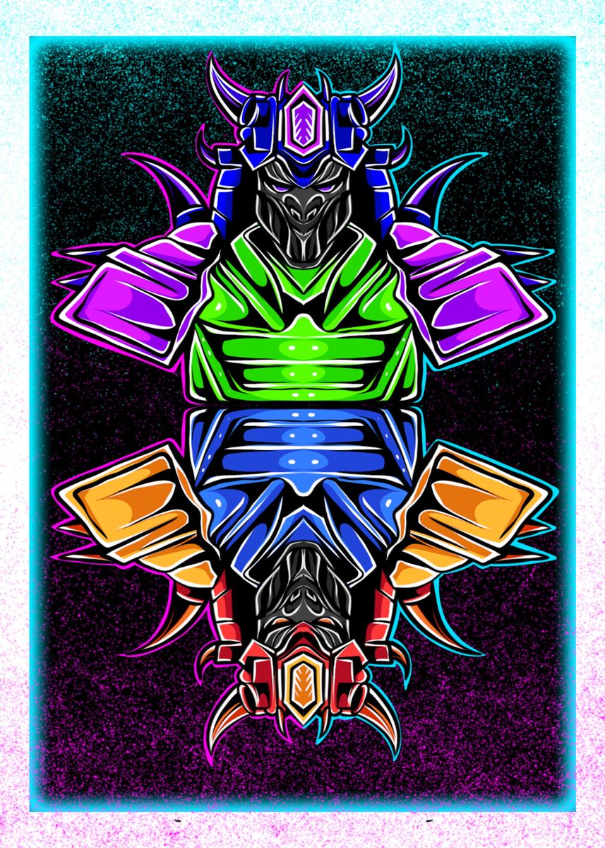 'Samurai japan colorful' Poster, picture, metal print, paint by San ...