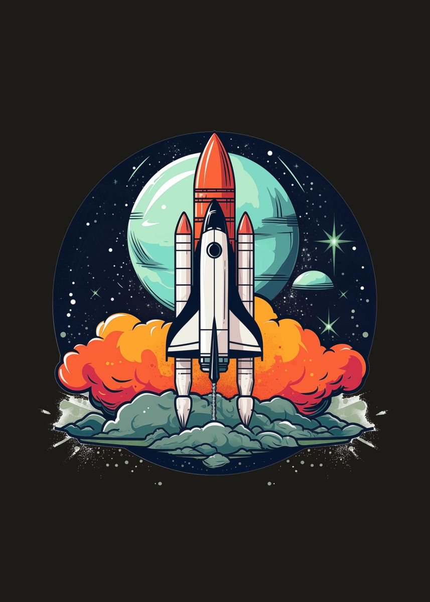 'Rocketship illustration' Poster, picture, metal print, paint by Guntah ...