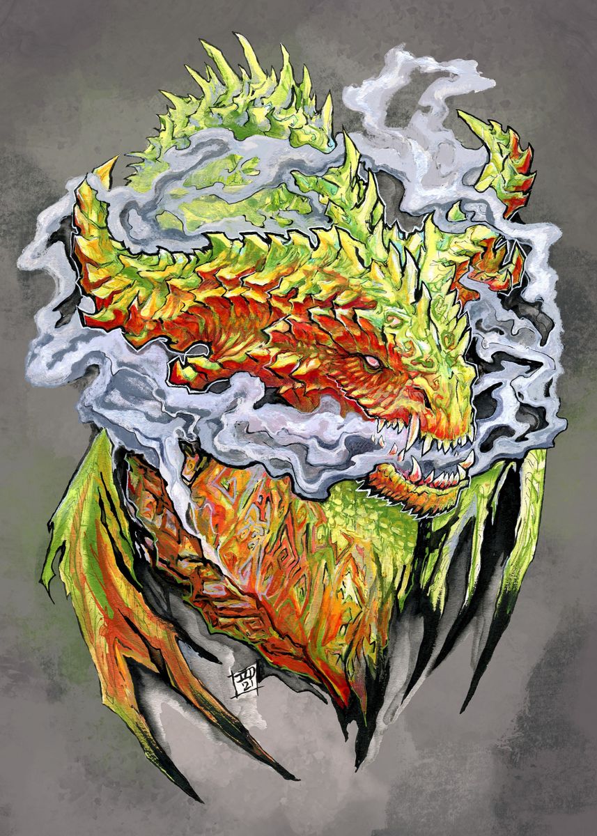 'Autumnal Dragon' Poster, picture, metal print, paint by Isabelle Davis ...
