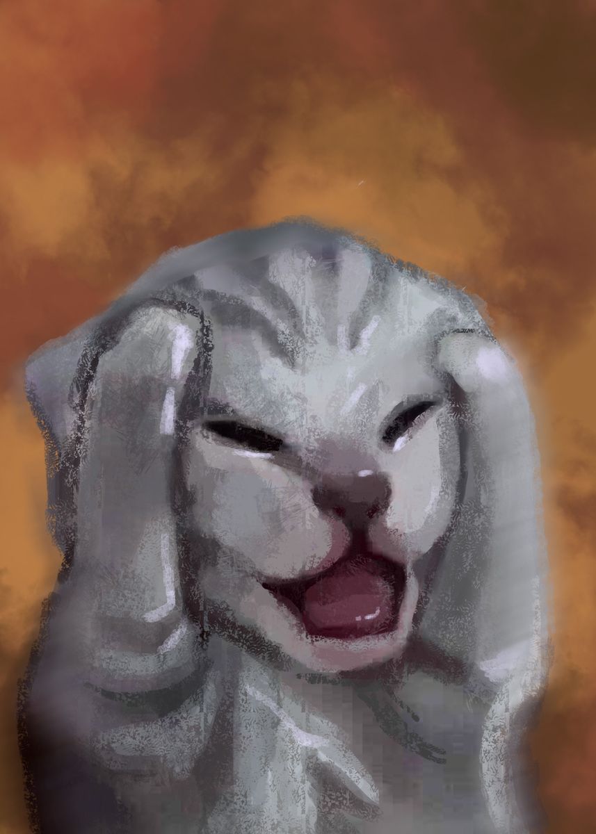 'depressed cat meme' Poster, picture, metal print, paint by wine age ...
