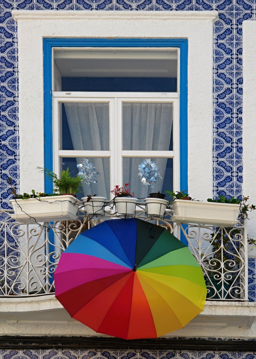 'Rainbow colored umbrella 2' Poster, picture, metal print, paint by ...