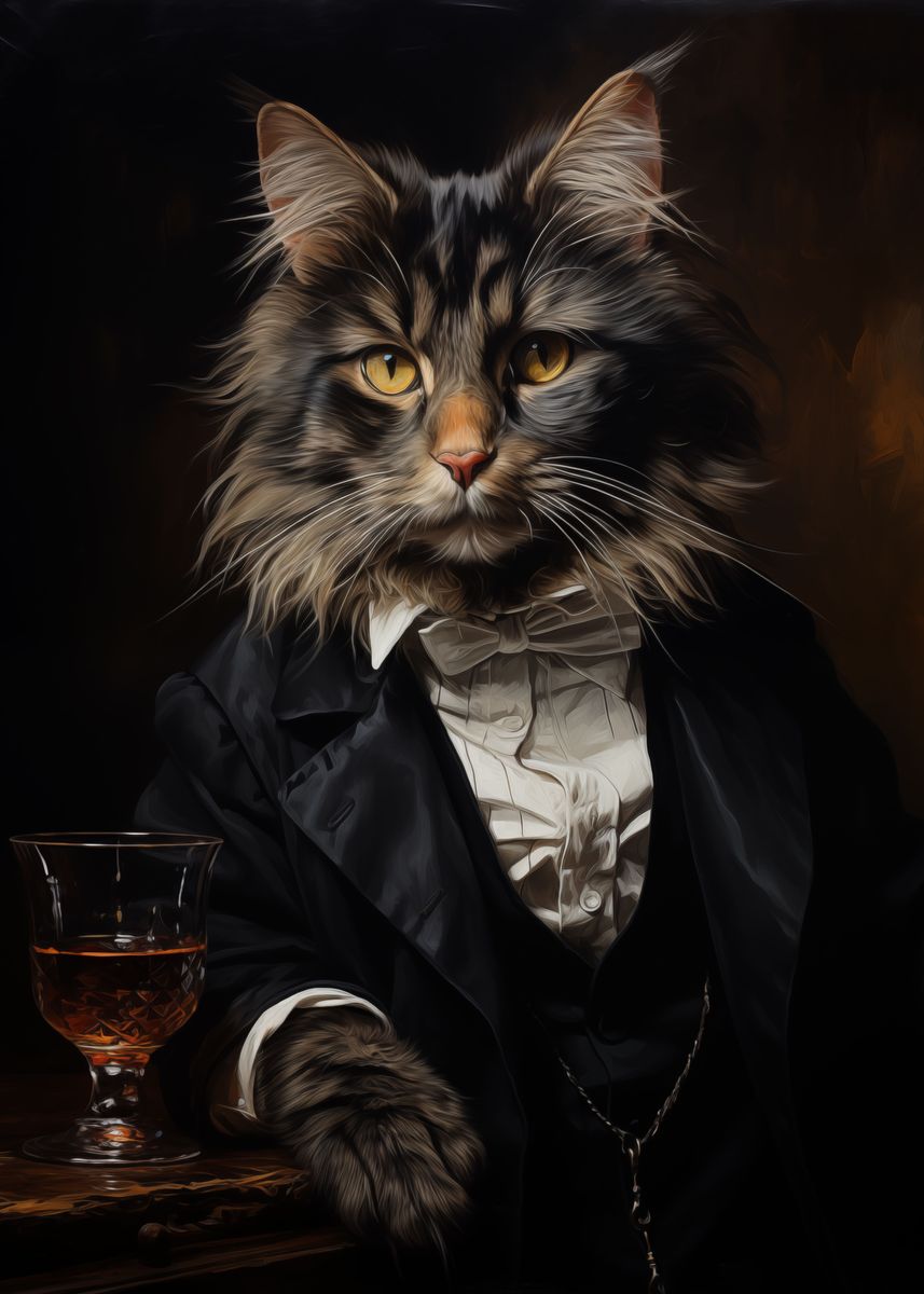 'Sophisticated Cat' Poster, picture, metal print, paint by Nerdworld 1 ...