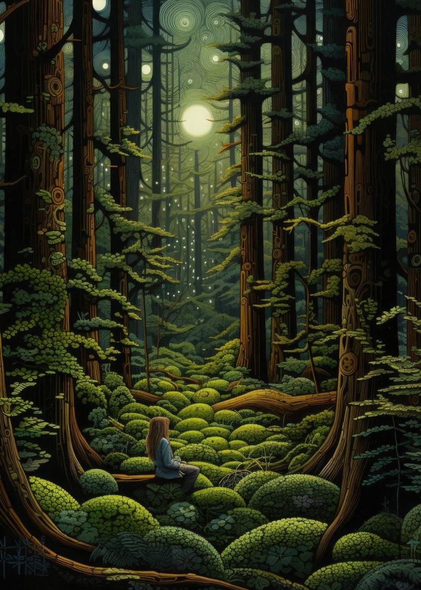 'Ancient Grove' Poster, picture, metal print, paint by Lemartho | Displate