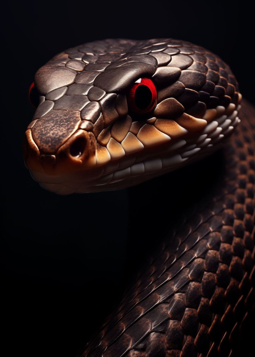'Cobra Snake Portrait' Poster, picture, metal print, paint by TK Jones ...