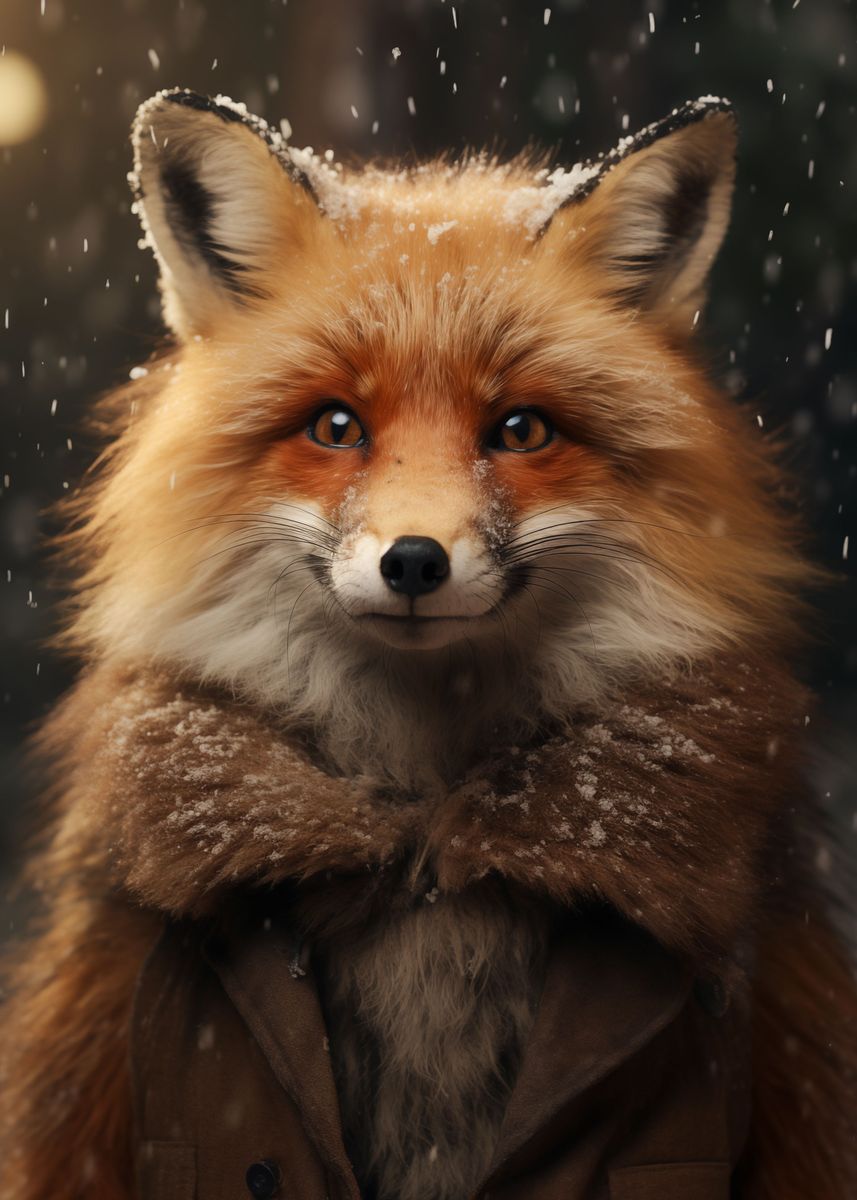 'Happy Winter Smiling Fox' Poster, picture, metal print, paint by Zenja ...