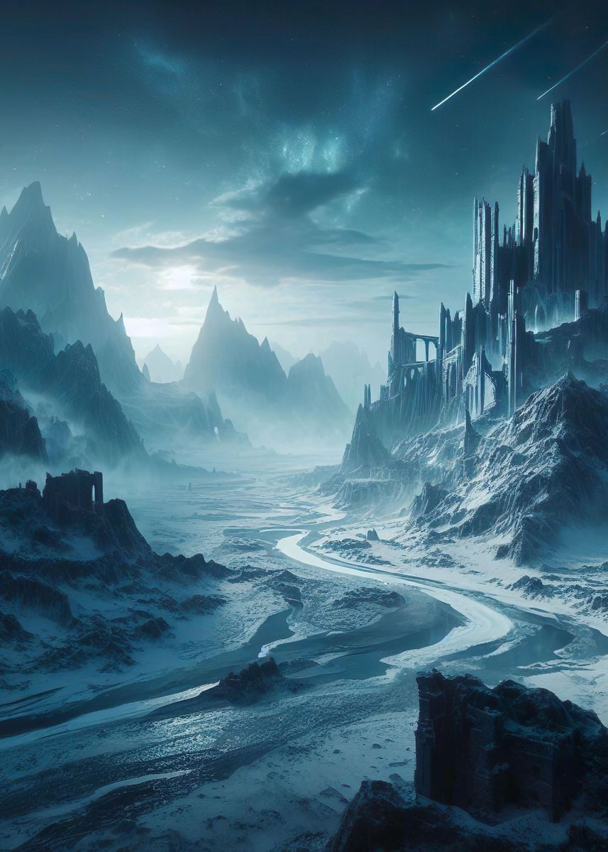 'Helheim Landscape' Poster, picture, metal print, paint by Ancjo | Displate