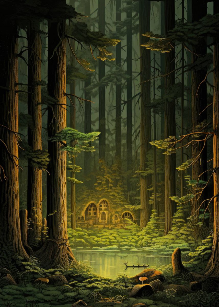 'Ancient Forest' Poster, picture, metal print, paint by Lemartho | Displate