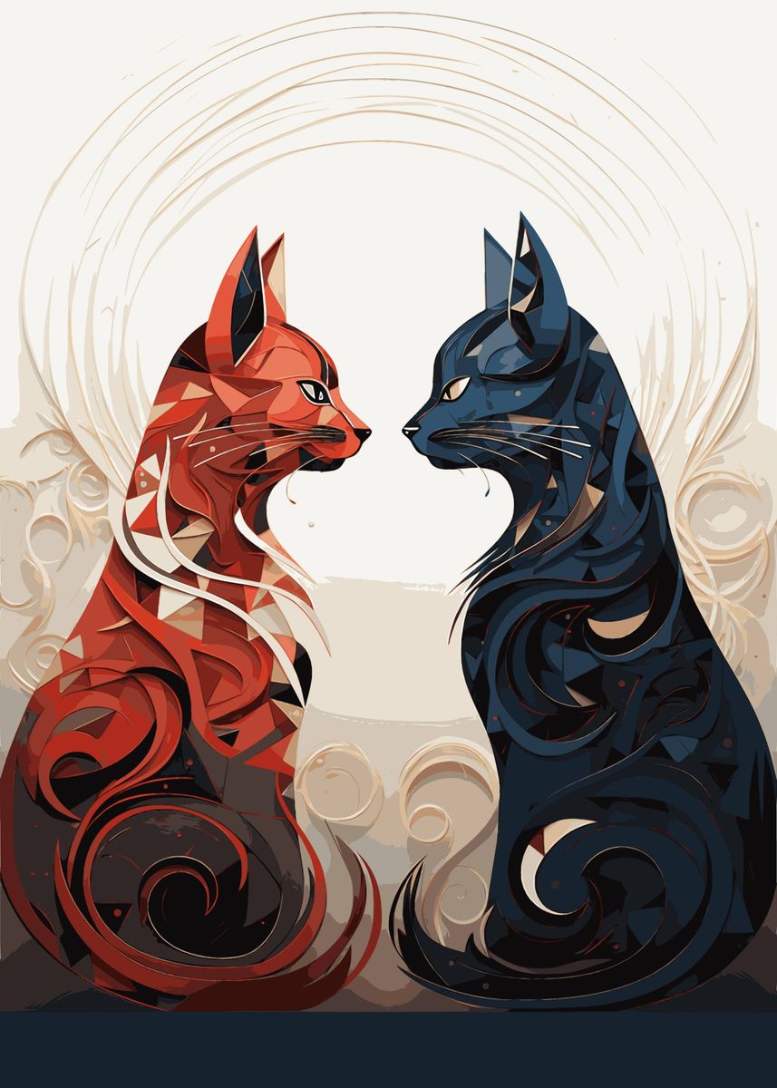 'Iron Cats Harmony' Poster, picture, metal print, paint by Psycho ...