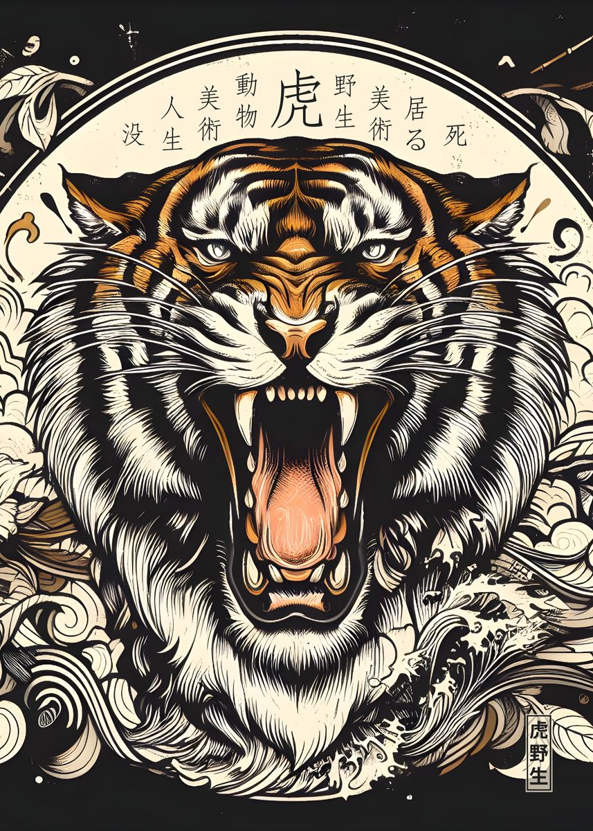 'Tiger Japanese Style' Poster, picture, metal print, paint by Loxey ...