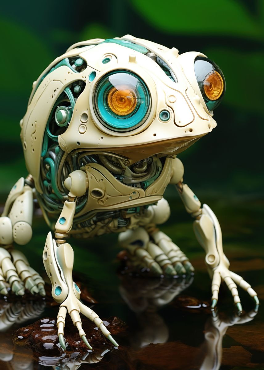 'Frog Robot Forest' Poster, picture, metal print, paint by David Loblaw ...