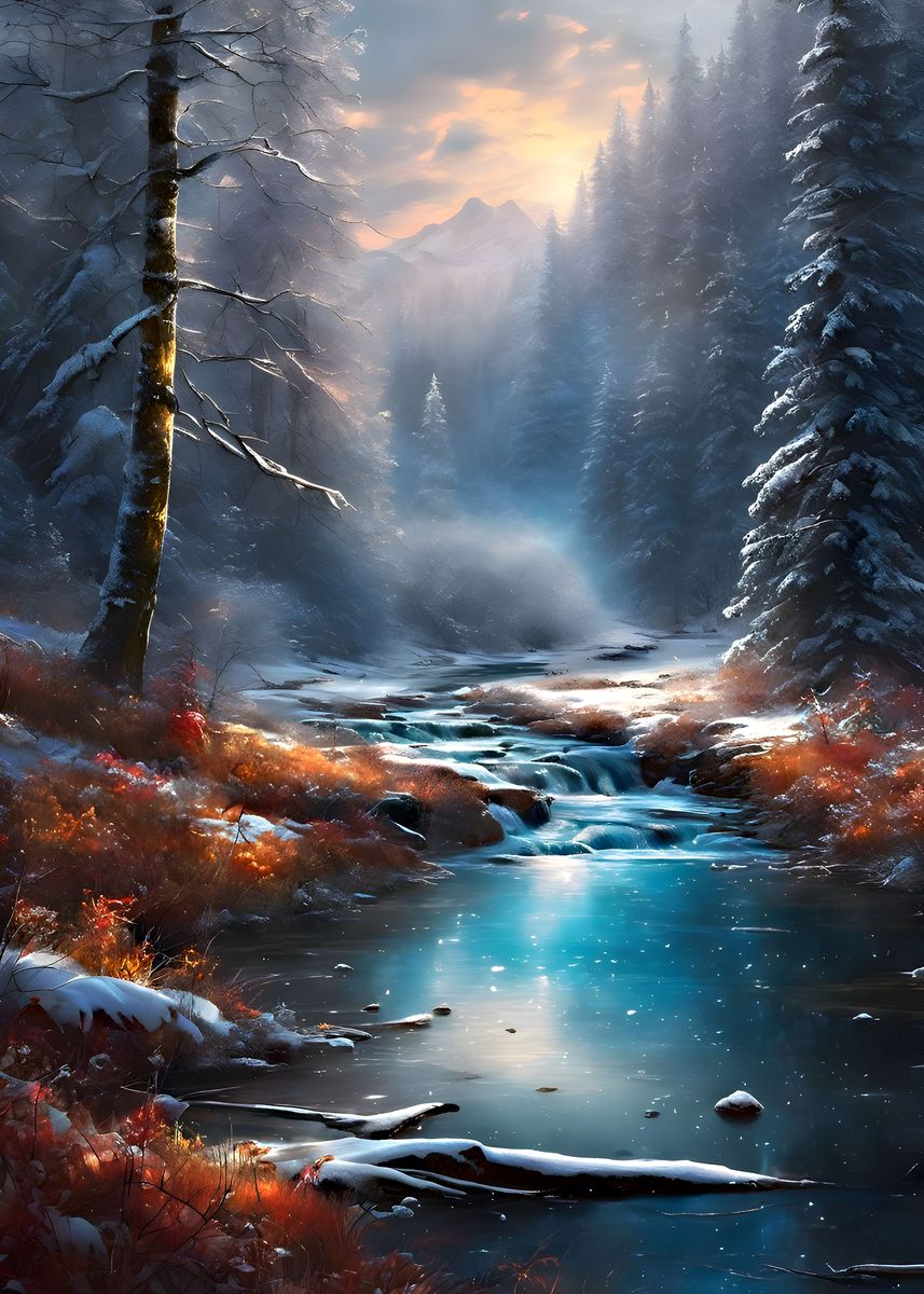 'snow winter landscape ' Poster, picture, metal print, paint by Zeeshan ...