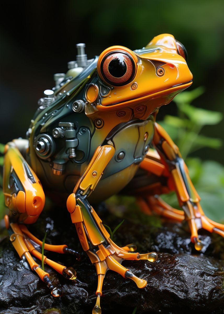 'Rain Forest Frog Bot' Poster, picture, metal print, paint by David ...
