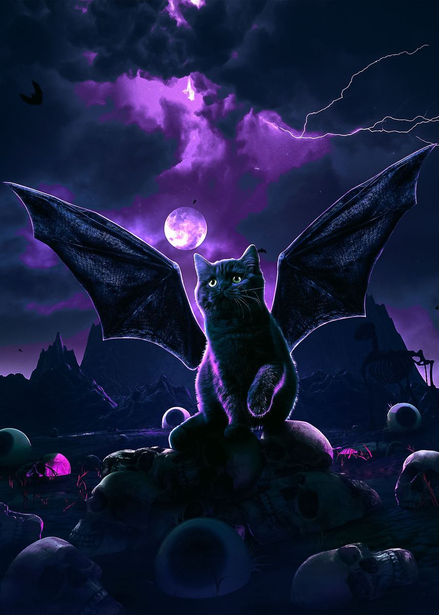 'BatCat' Poster, picture, metal print, paint by MatiF | Displate