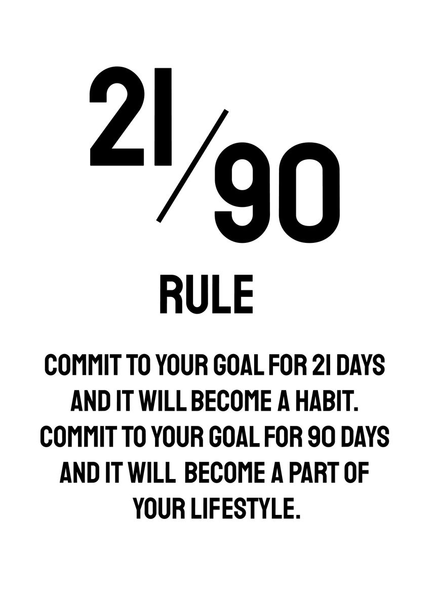 '21 90 rule' Poster, picture, metal print, paint by WallArt | Displate