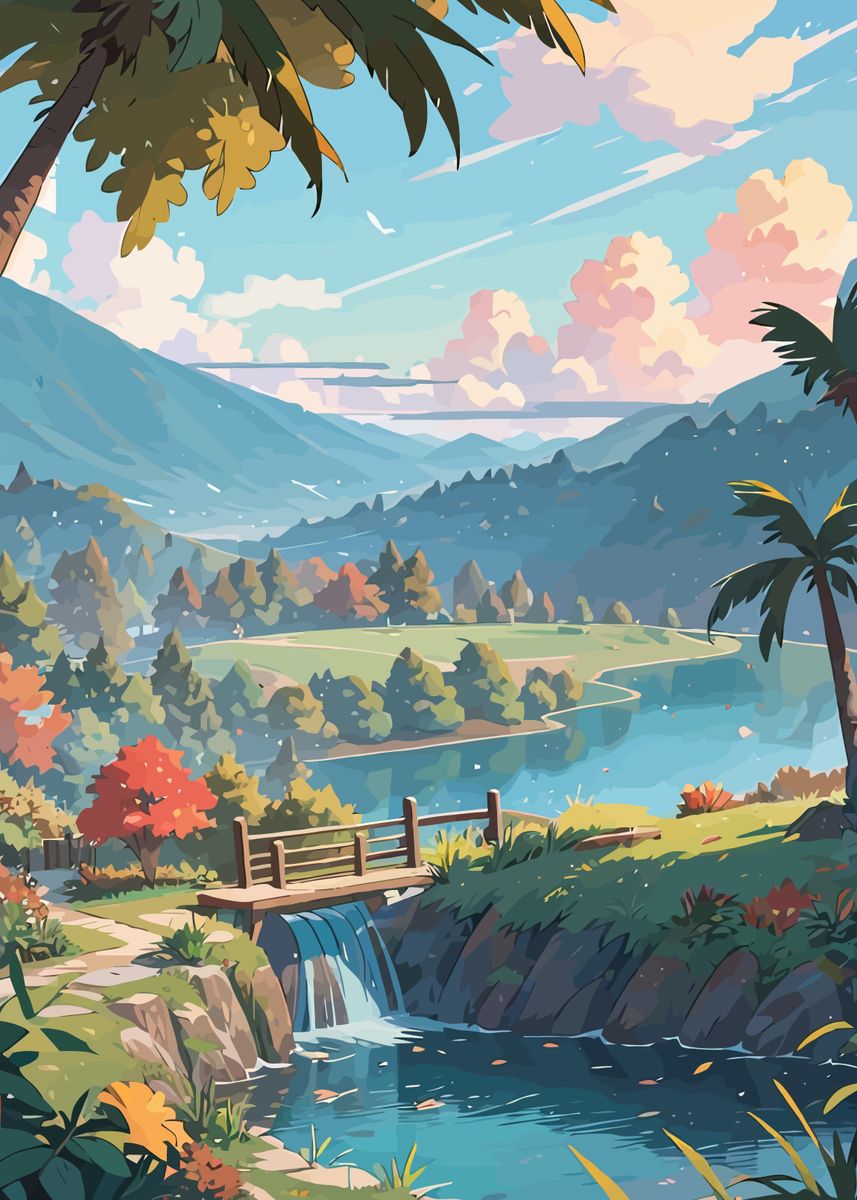 'A Calm Stream' Poster, picture, metal print, paint by Naui Art | Displate