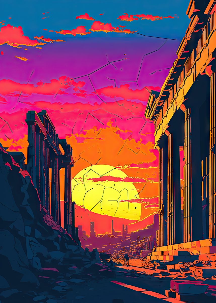 'Acropolis Neon' Poster, picture, metal print, paint by Stylianos ...