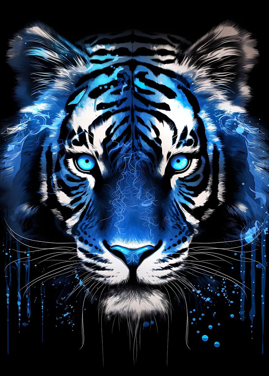 'Blue Eyes Tiger' Poster, picture, metal print, paint by Floty Loty ...