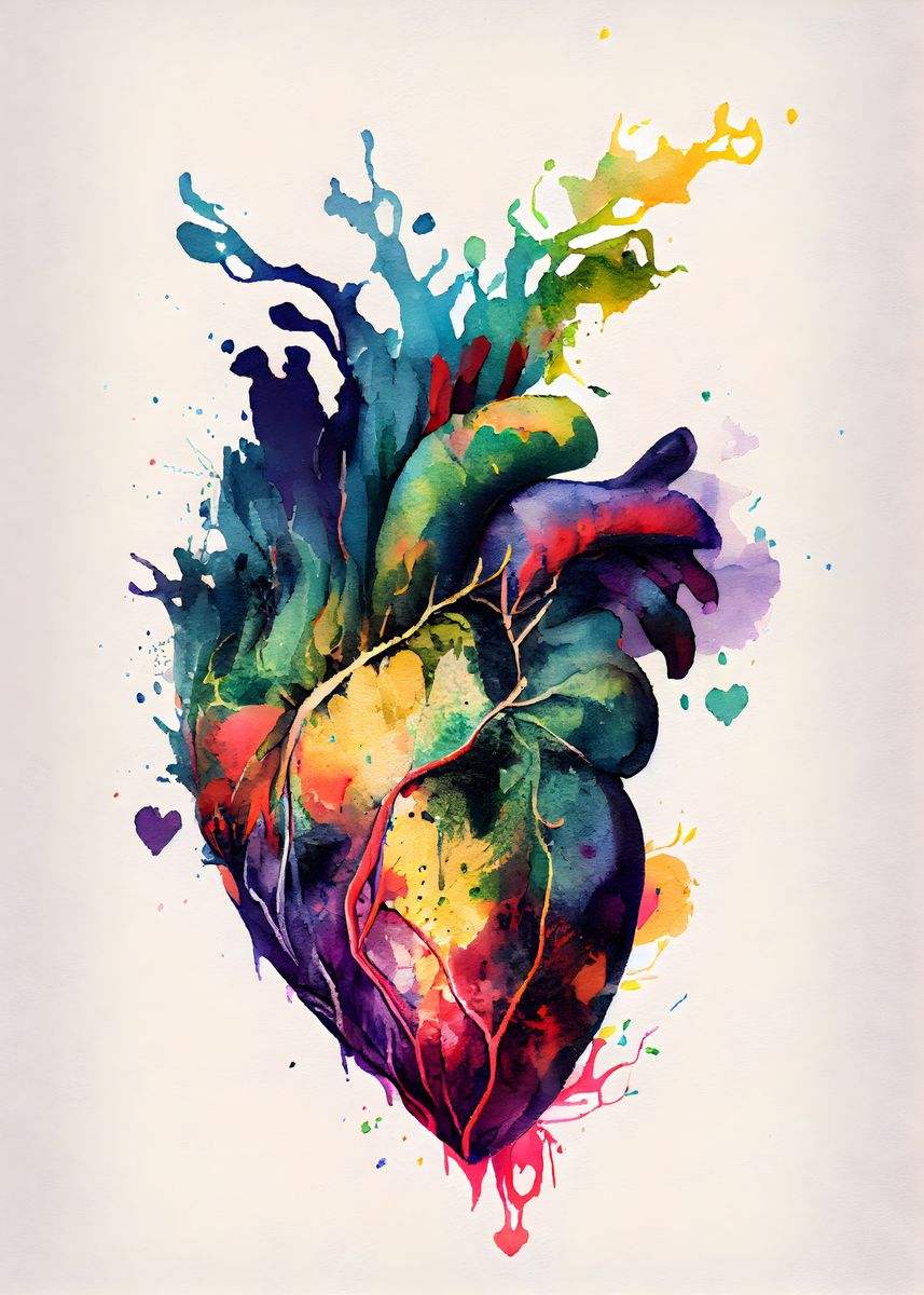 'The Happy Heart' Poster, picture, metal print, paint by Zanoozi Art ...
