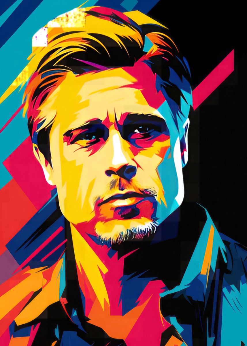 'Brad Pitt' Poster, picture, metal print, paint by Graphics GC | Displate