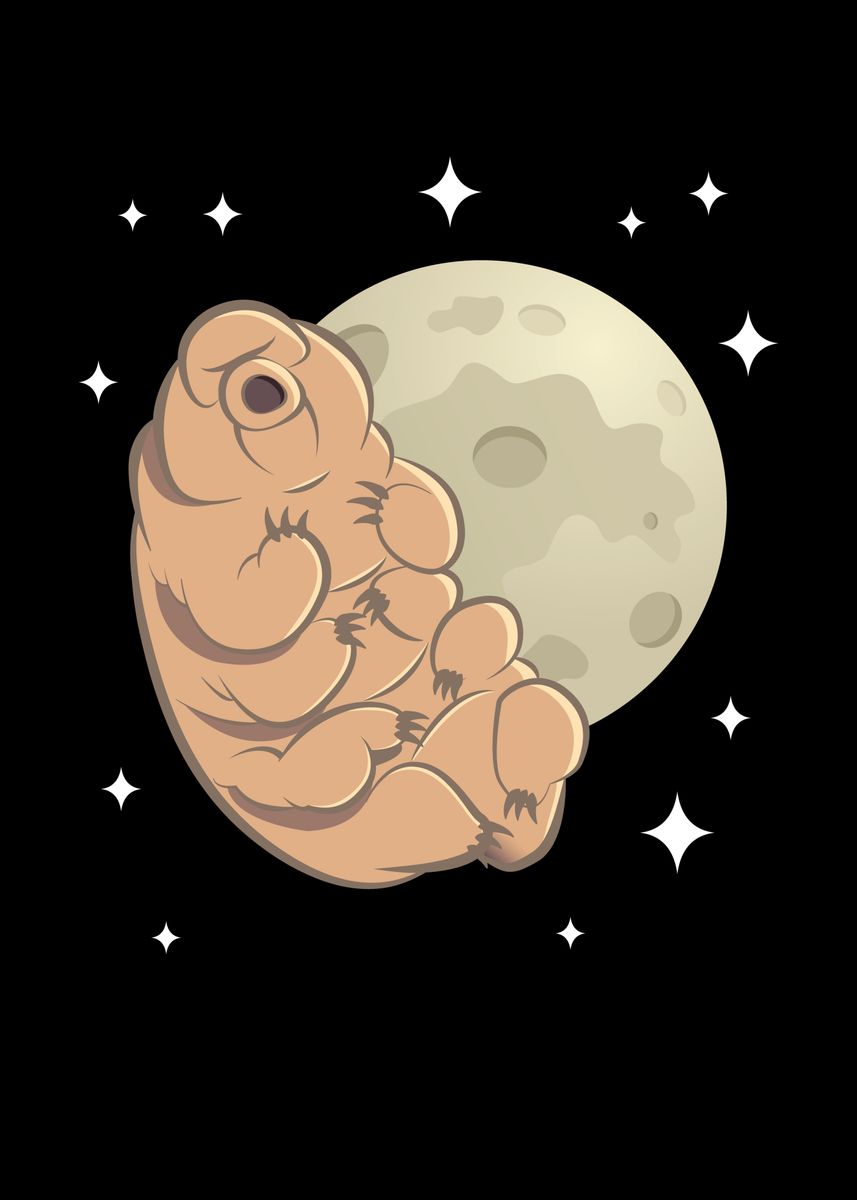 'Tardigrade Stars Moon' Poster, picture, metal print, paint by Mooon ...