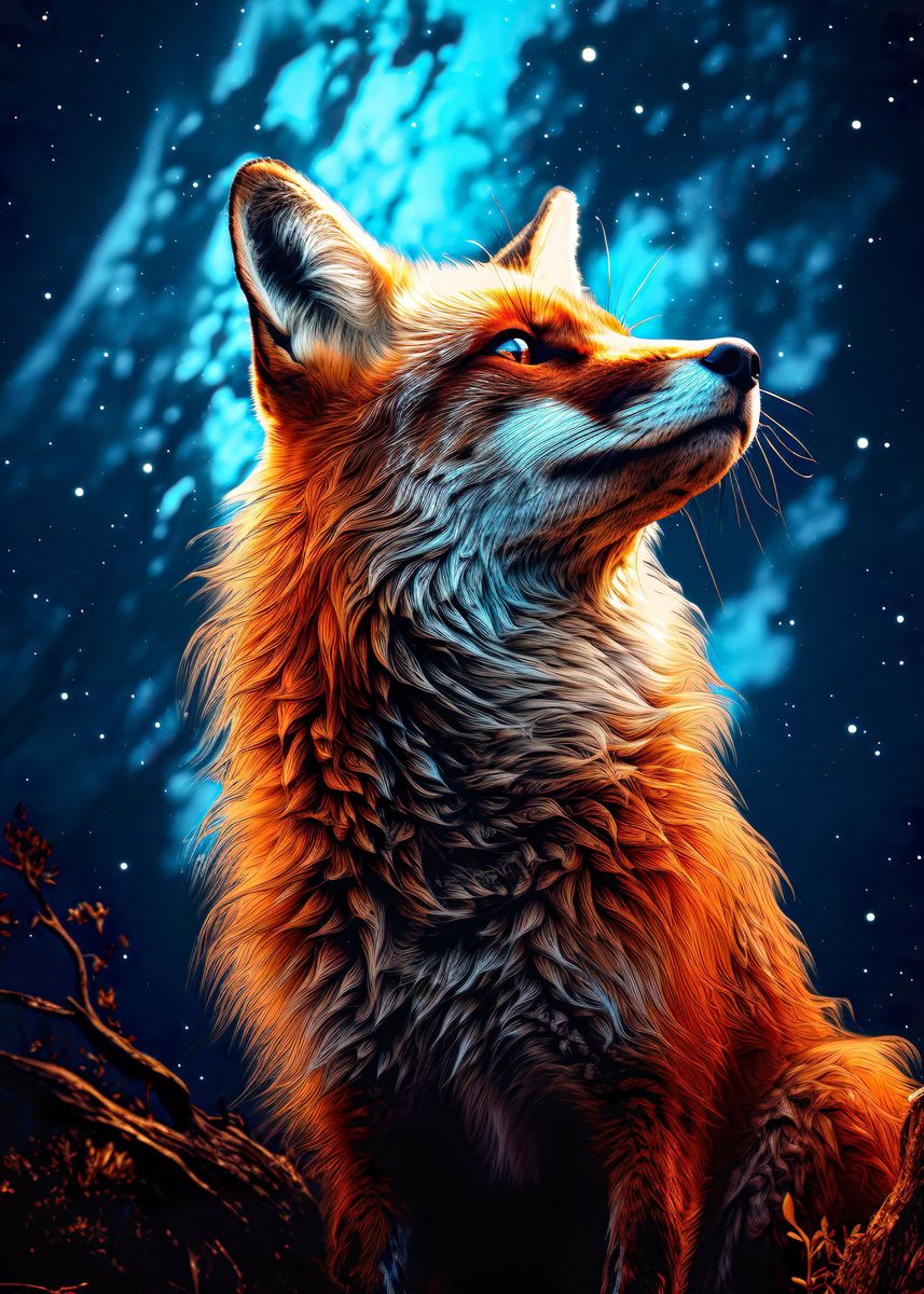 'Fox Lighting' Poster, picture, metal print, paint by Floty Loty | Displate