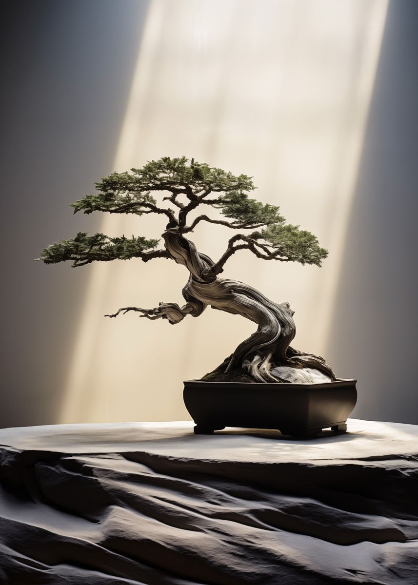 'Zen Bonsai Tree In Pot' Poster, picture, metal print, paint by Vars ...