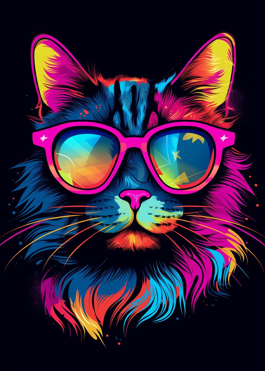 'Simply Cool Cat 2' Poster, picture, metal print, paint by ...