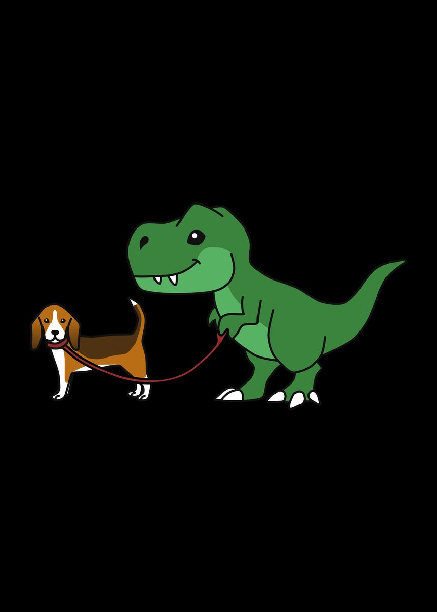 'Basset Hound T Rex' Poster, picture, metal print, paint by PetPrints ...