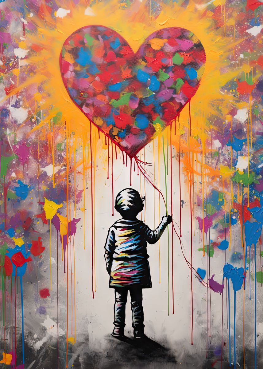 'Balloon Boy Graffiti' Poster, picture, metal print, paint by Ilyrin ...