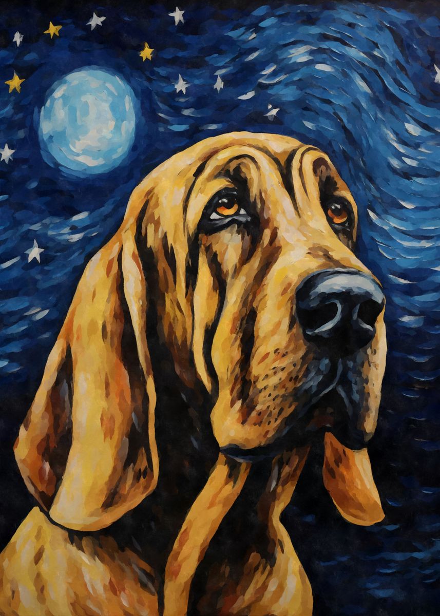 'Bloodhound Starry Night' Poster, picture, metal print, paint by Masaki ...