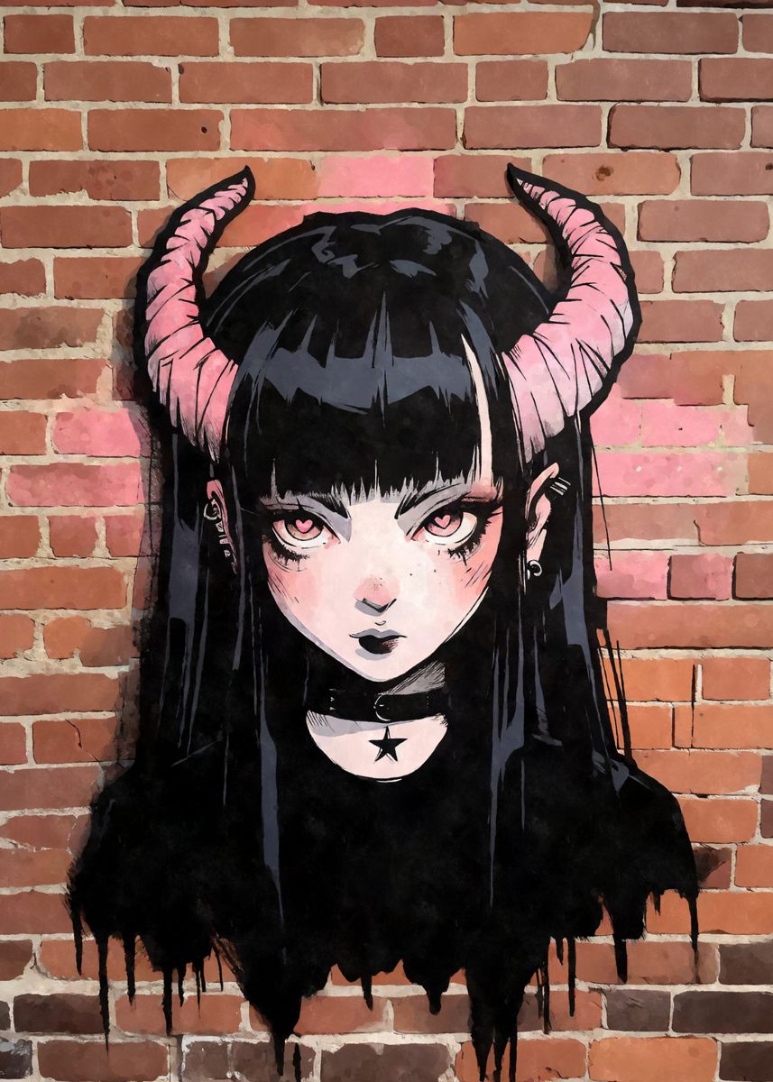 'Anime Goth Girl Graffiti' Poster, picture, metal print, paint by ...