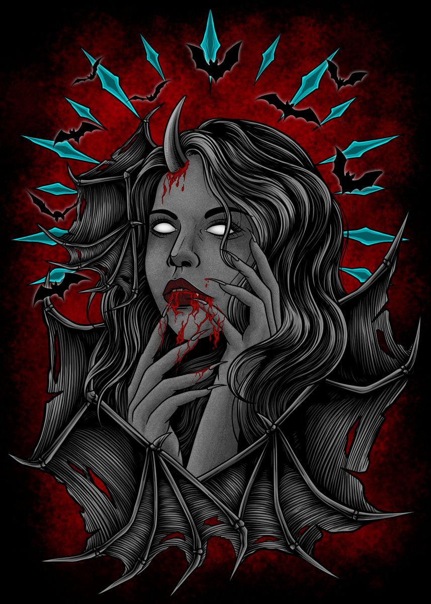 'vampire girl' Poster, picture, metal print, paint by Arfan Artd | Displate