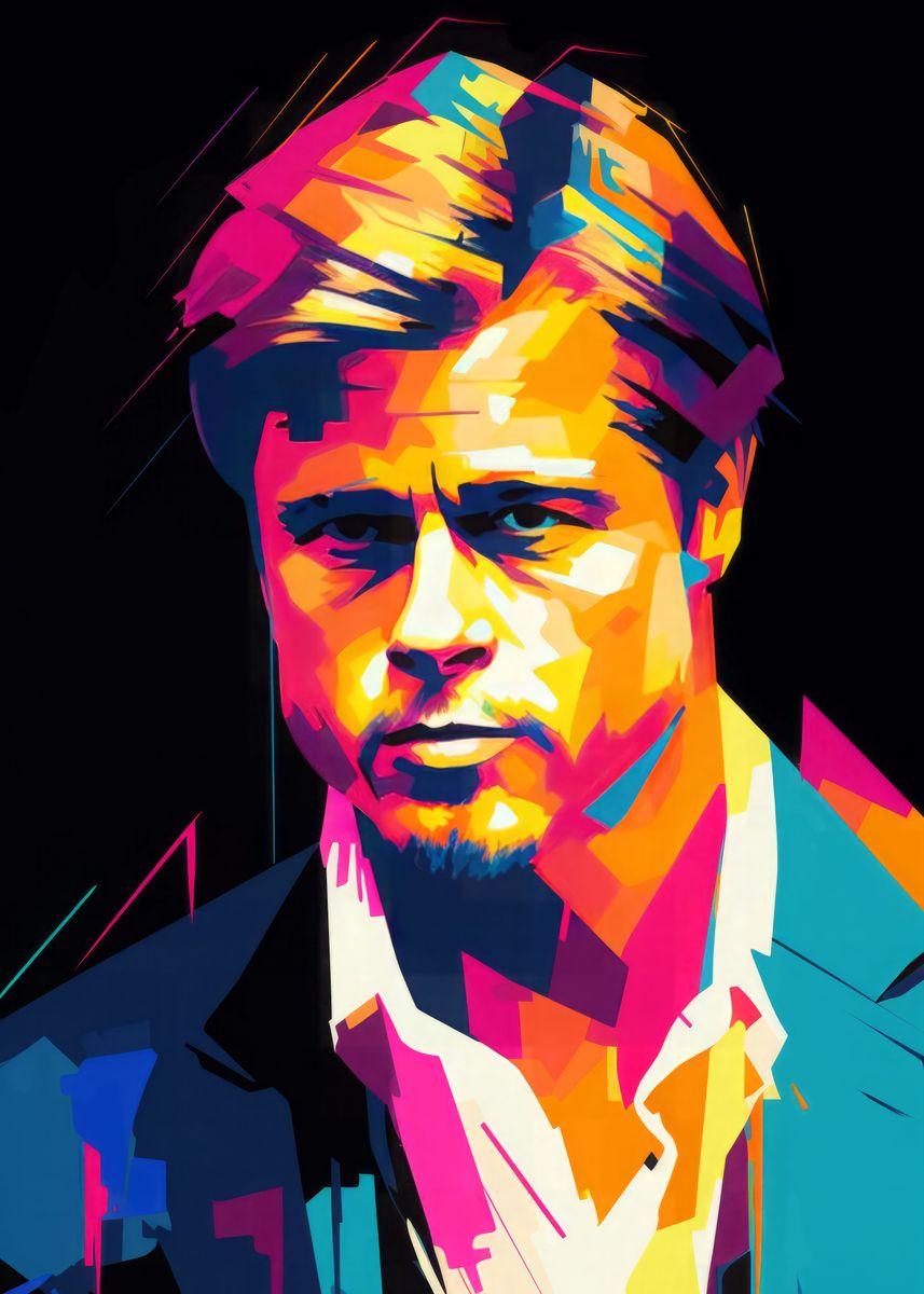 'Brad Pitt' Poster, picture, metal print, paint by Graphics GC | Displate