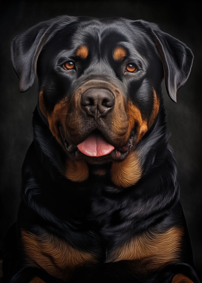 'Rottweiler Portrait' Poster, picture, metal print, paint by TK Jones ...