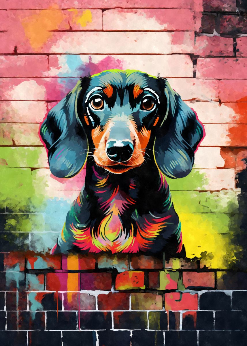 'Dachshund Dog Graffiti' Poster, picture, metal print, paint by Masaki ...