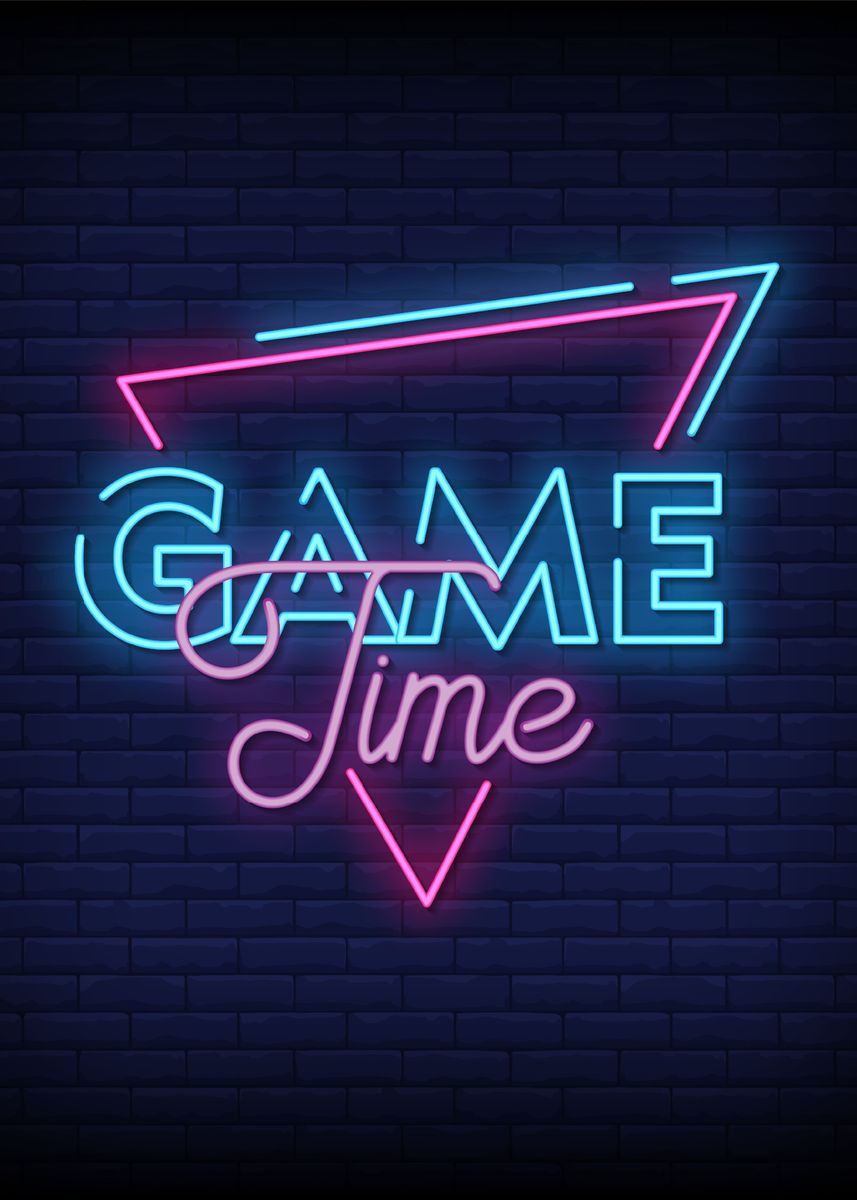 'game time Neon style' Poster, picture, metal print, paint by Aidan ...