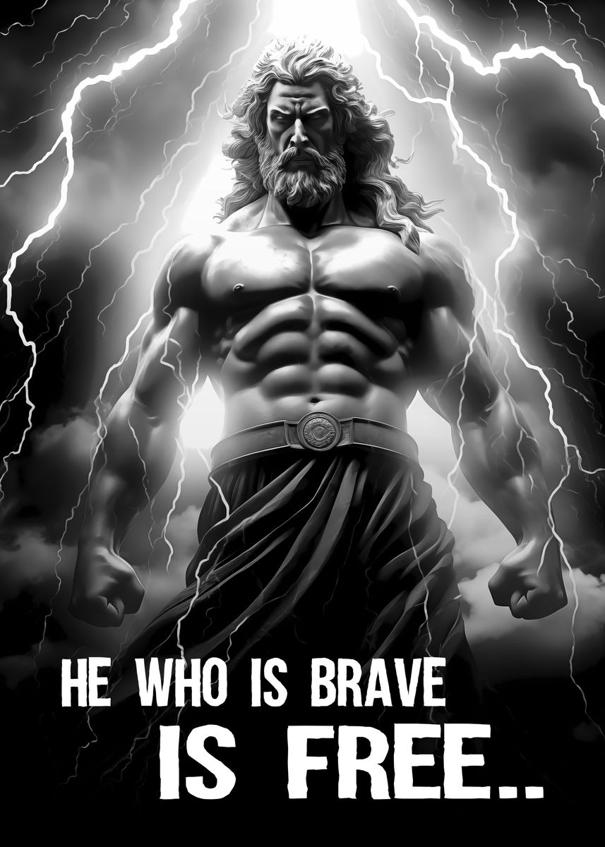 'He who is brave is free' Poster, picture, metal print, paint by Vars ...