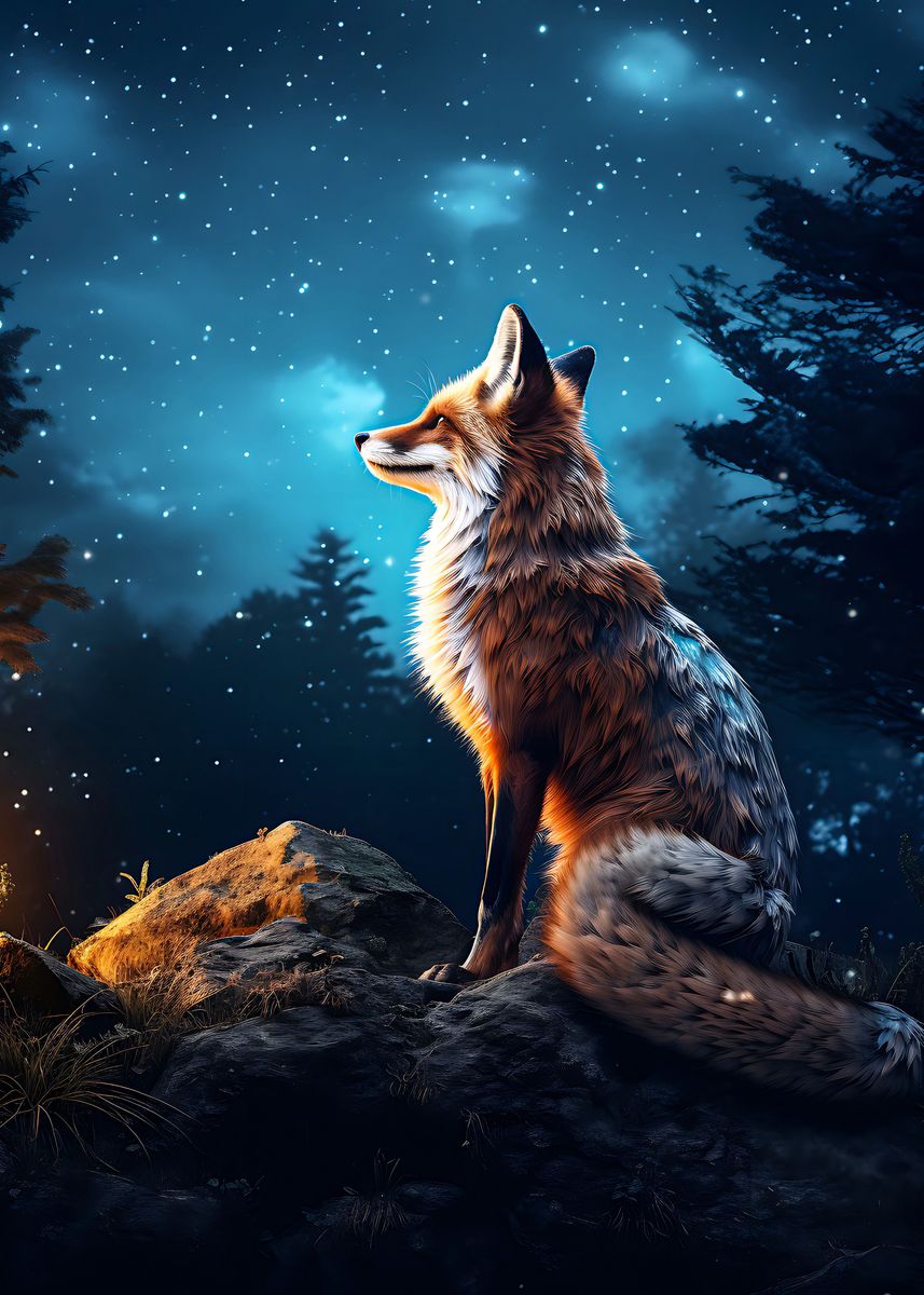 'Fox Lighting' Poster, picture, metal print, paint by Floty Loty | Displate